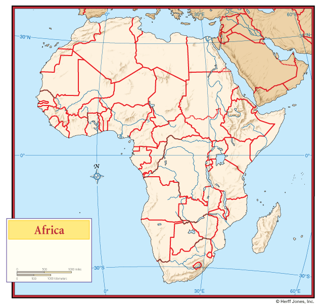 Africa Outline Maps with Boundaries